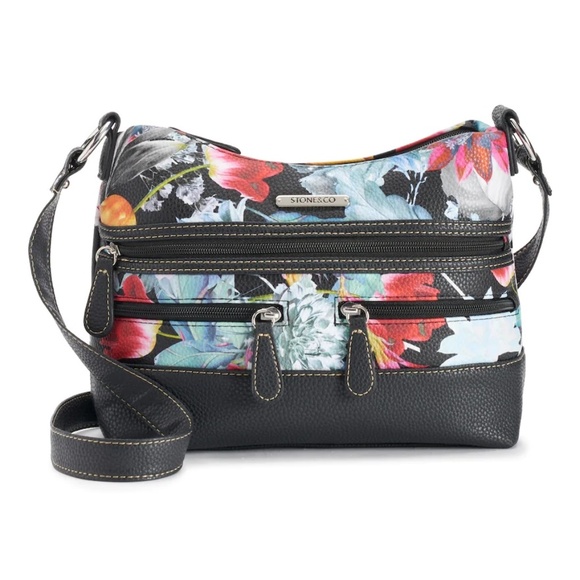 Stone & Co. | Bags | Stone Co Irene Floral Pebbled Leather Hobo Bag ...